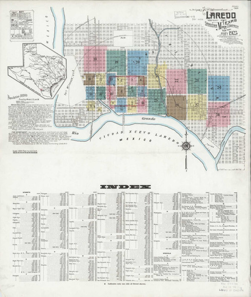 Laredo Texas 1925 - Fire Insurance Index - Old Map Reprint - OLD MAPS