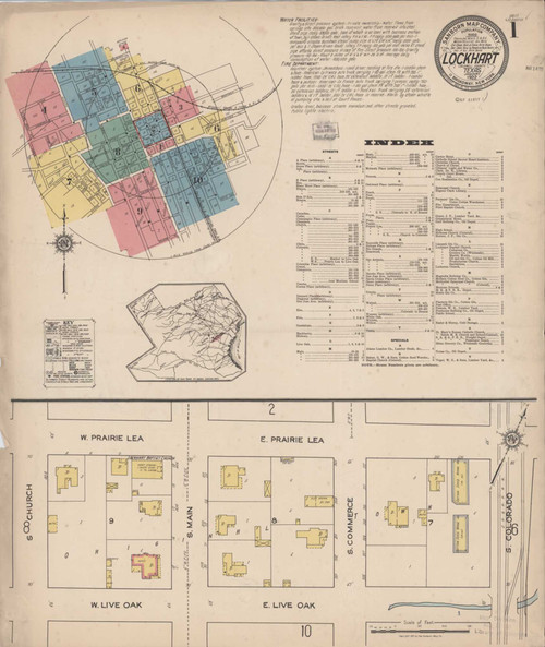 Lockhart Texas 1922 - Fire Insurance Index - Old Map Reprint - OLD MAPS