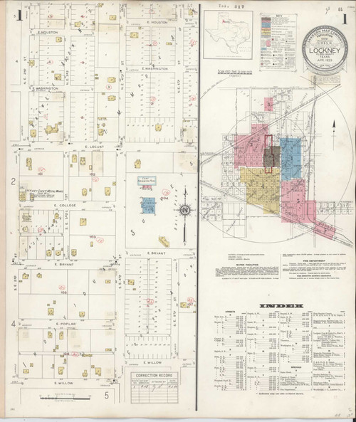 Lockney Texas 1943 - Fire Insurance Index - Old Map Reprint - OLD MAPS