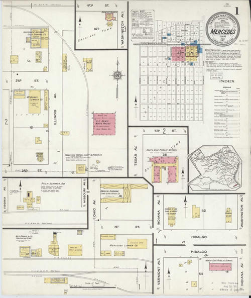 Mercedes Texas 1917 - Fire Insurance Index - Old Map Reprint - OLD MAPS