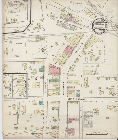 Pittsburg Texas 1885 - Fire Insurance Index - Old Map Reprint - OLD MAPS