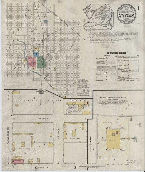 Snyder Texas 1920 - Fire Insurance Index - Old Map Reprint - OLD MAPS