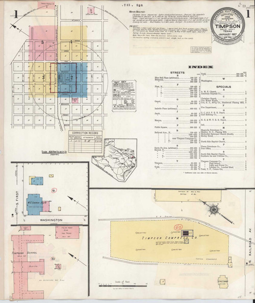 Timpson Texas 1941 - Fire Insurance Index - Old Map Reprint - OLD MAPS