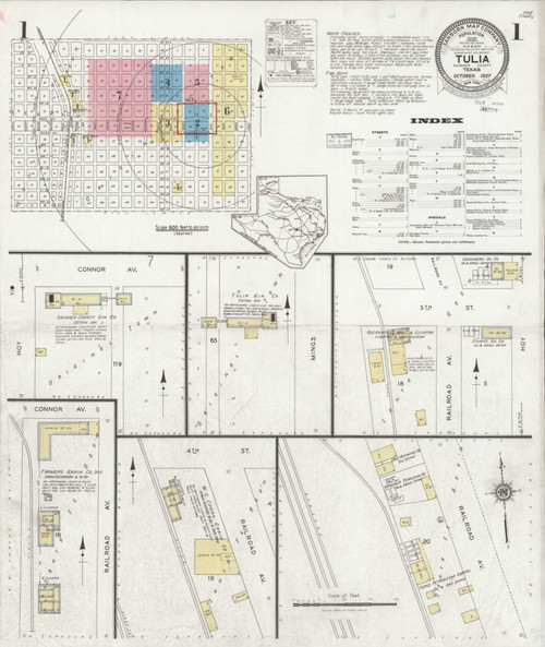 Tulia Texas 1927 - Fire Insurance Index - Old Map Reprint - OLD MAPS