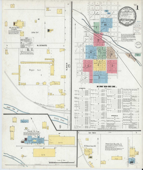 Weatherford Texas 1900 - Fire Insurance Index - Old Map Reprint - OLD MAPS