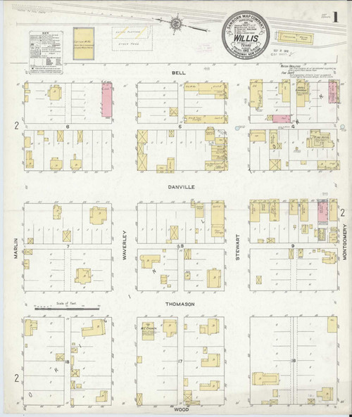Willis Texas 1912 - Fire Insurance Index - Old Map Reprint - OLD MAPS