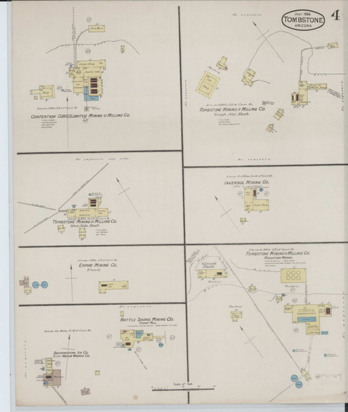 Tombstone, Arizona Fire Insurance 1886 Sheet 4 - Old Town Map Reprint ...
