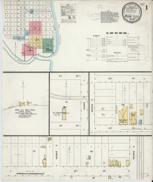Miami Florida 1899 - Fire Insurance Index - Old Map Reprint - OLD MAPS