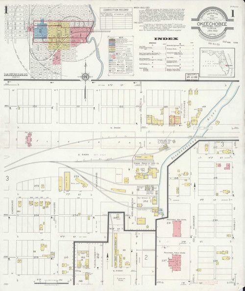 Okeechobee Florida 1933 - Fire Insurance Index - Old Map Reprint - OLD MAPS