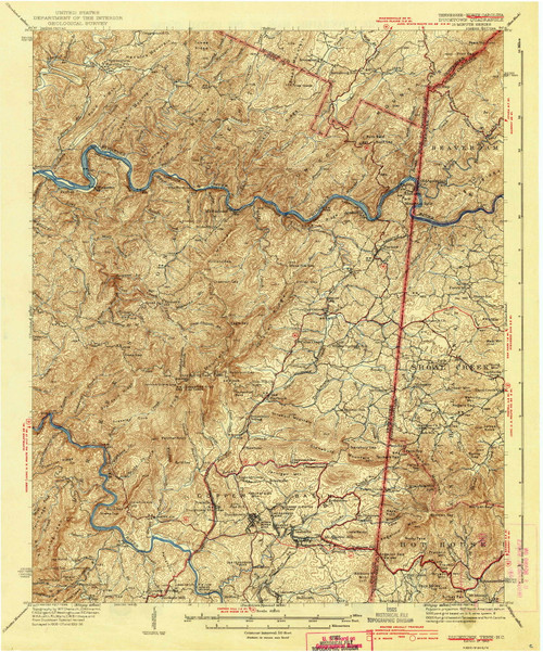 Ducktown, Tennessee 1943 (1943) USGS Old Topo Map Reprint 15x15 TN Quad ...
