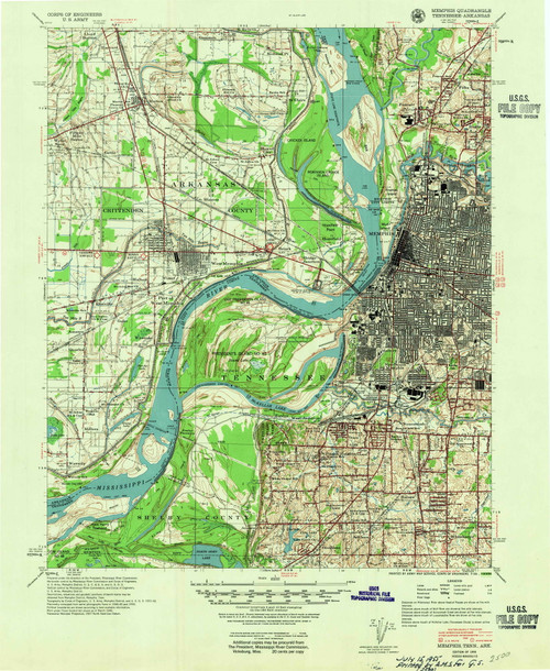 Memphis, Tennessee 1955 (1955) USGS Old Topo Map Reprint 15x15 TN Quad ...
