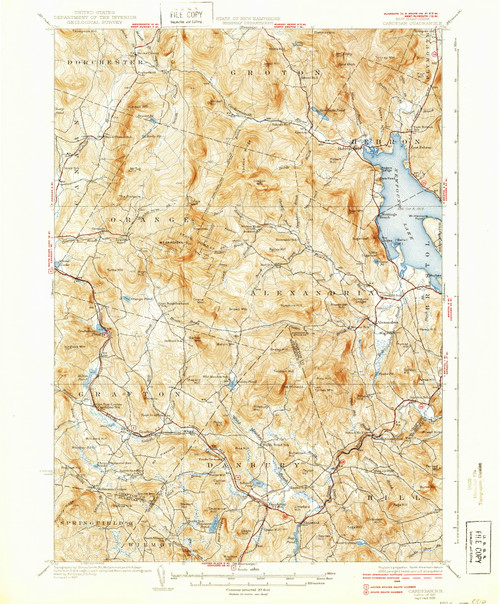 Cardigan, New Hampshire 1930 (1939) USGS Old Topo Map Reprint 15x15 NH ...