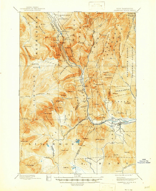 Crawford Notch, New Hampshire 1896 (1946) USGS Old Topo Map Reprint ...