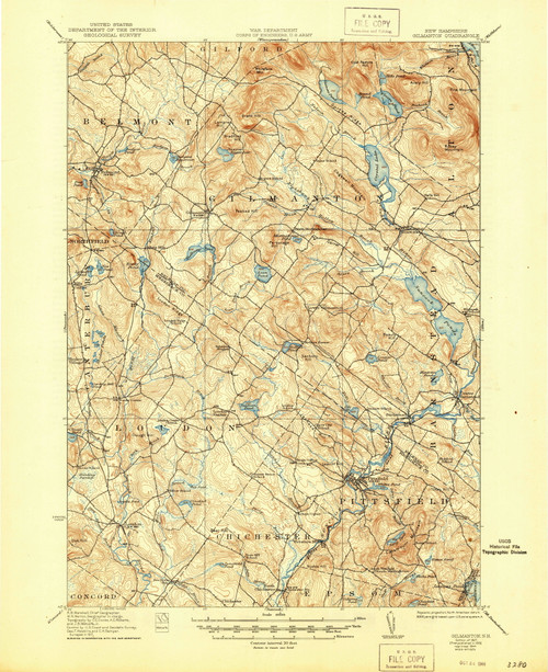 Gilmanton, New Hampshire 1927 (1944) USGS Old Topo Map Reprint 15x15 NH ...