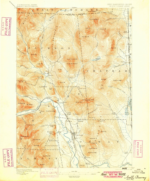 North Conway, New Hampshire 1896 (1899) USGS Old Topo Map Reprint 15x15 ...