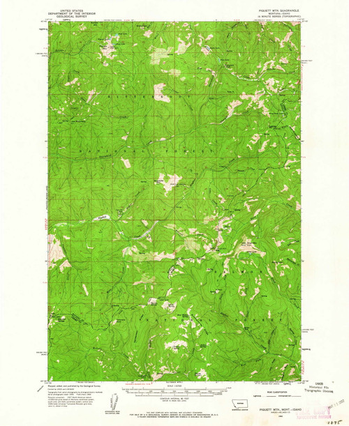 Piquett Mountain, Montana 1960 (1962) USGS Old Topo Map Reprint 15x15 ...