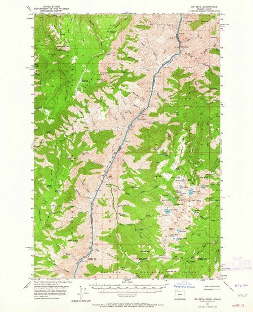 He Devil, Oregon 1957 (1964) USGS Old Topo Map Reprint 15x15 ID Quad ...
