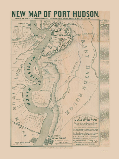 Port Hudson 1863 - Old Map Reprint - Louisiana Cities - OLD MAPS
