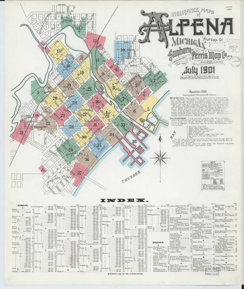 Alpena Michigan 1901 - Fire Insurance Index - Old Map Reprint - OLD MAPS