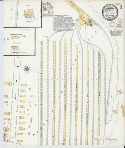 Atkinson Michigan 1900 - Fire Insurance Index - Old Map Reprint - OLD MAPS