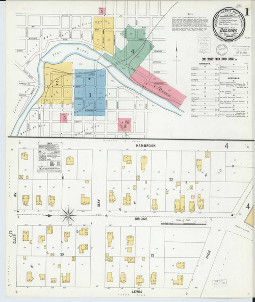 Belding Michigan 1900 - Fire Insurance Index - Old Map Reprint - OLD MAPS