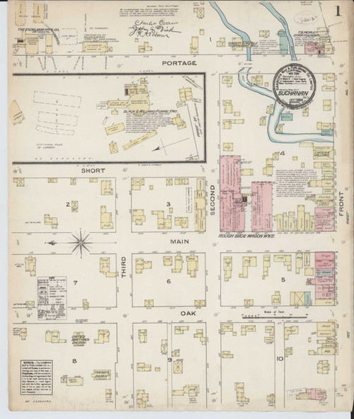 Buchanan Michigan 1884 - Fire Insurance Index - Old Map Reprint - OLD MAPS