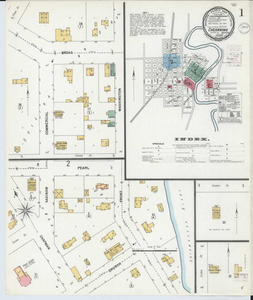 Chesaning Michigan 1900 - Fire Insurance Index - Old Map Reprint - OLD MAPS