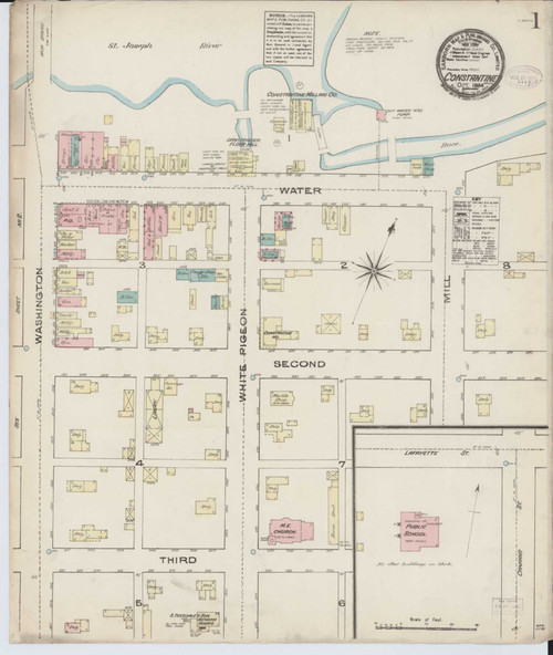 Constantine Michigan 1884 - Fire Insurance Index - Old Map Reprint ...