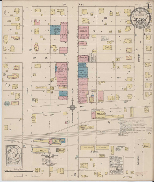 Davison Michigan 1921 - Fire Insurance Index - Old Map Reprint - OLD MAPS
