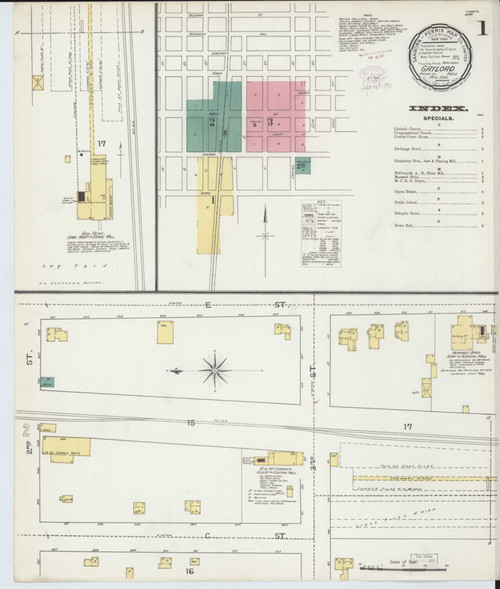 Gaylord Michigan 1893 - Fire Insurance Index - Old Map Reprint - OLD MAPS