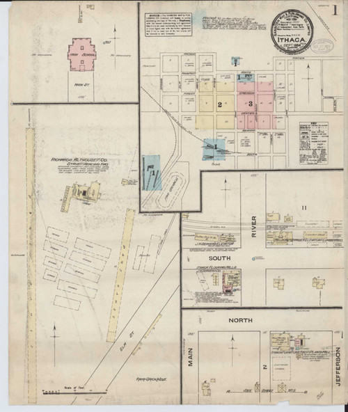 Ithaca Michigan 1884 - Fire Insurance Index - Old Map Reprint - OLD MAPS
