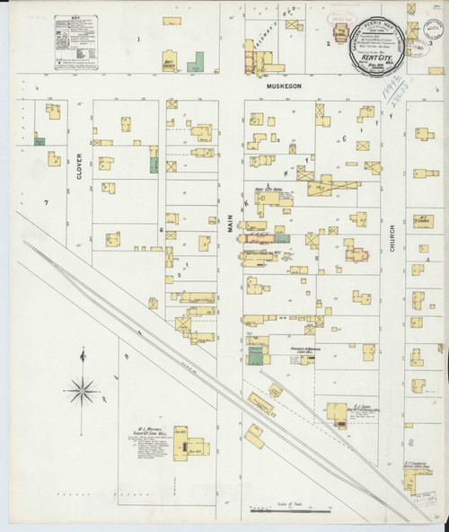 Kent City Michigan 1899 - Fire Insurance Index - Old Map Reprint - OLD MAPS