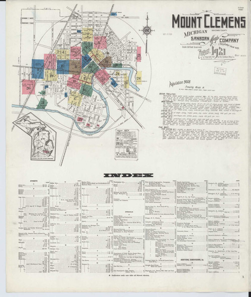 Mount Clemens Michigan 1921 - Fire Insurance Index - Old Map Reprint ...