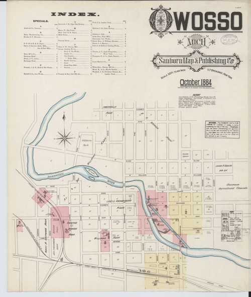 Owosso Michigan 1884 - Fire Insurance Index - Old Map Reprint - OLD MAPS