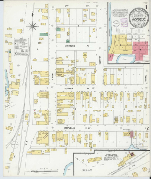 Republic Michigan 1902 - Fire Insurance Index - Old Map Reprint - OLD MAPS