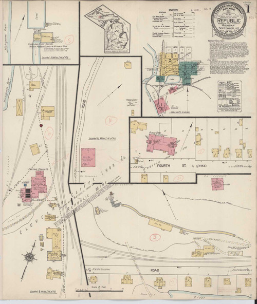 Republic Michigan 1922 - Fire Insurance Index - Old Map Reprint - OLD MAPS
