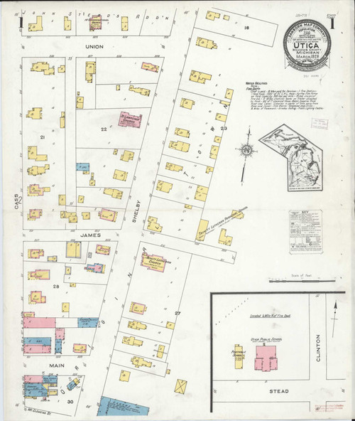 Utica Michigan 1926 - Fire Insurance Index - Old Map Reprint - OLD MAPS