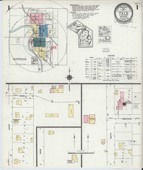 Yale Michigan 1924 - Fire Insurance Index - Old Map Reprint - OLD MAPS