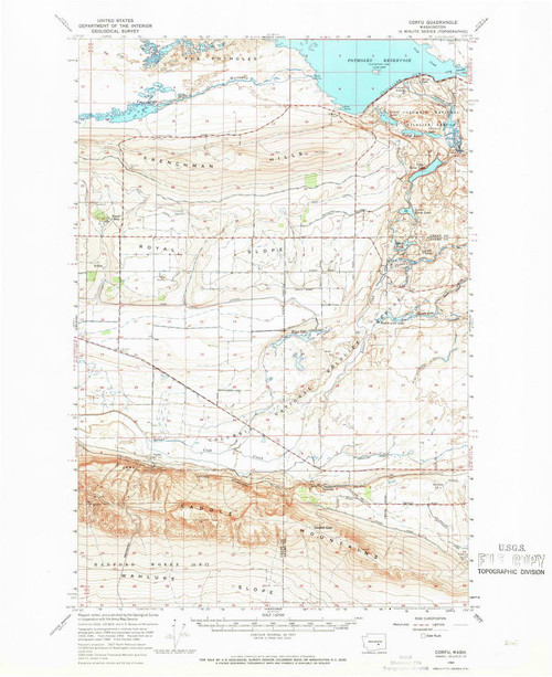 Corfu, Washington 1965 (1966) USGS Old Topo Map Reprint 15x15 WA Quad ...
