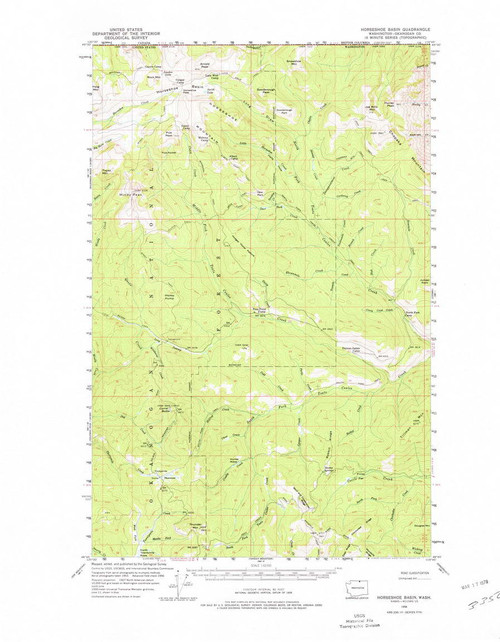 Horseshoe Basin, Washington 1956 (1978) USGS Old Topo Map Reprint 15x15 ...