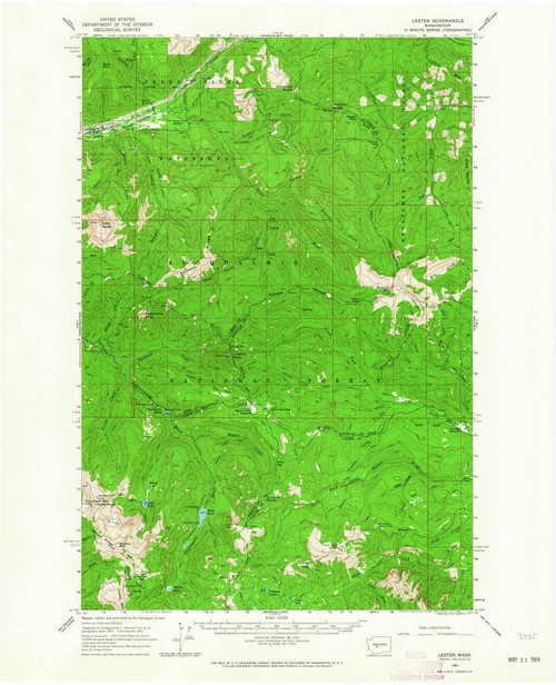 Lester, Washington 1962 (1964) USGS Old Topo Map Reprint 15x15 WA Quad ...