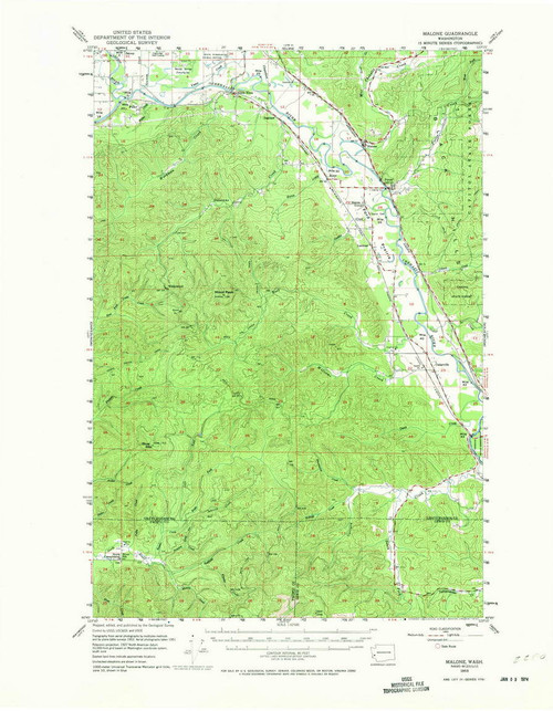 Malone, Washington 1953 (1974) USGS Old Topo Map Reprint 15x15 WA Quad ...