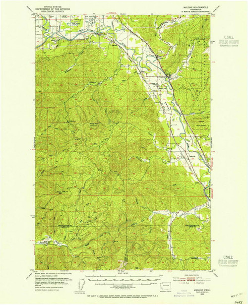 Malone, Washington 1953 (1955) USGS Old Topo Map Reprint 15x15 WA Quad ...