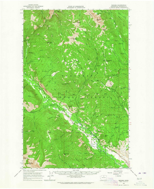 Mazama, Washington 1962 (1964) USGS Old Topo Map Reprint 15x15 WA Quad ...