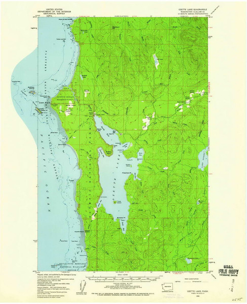 Ozette Lake, Washington 1956 (1960) USGS Old Topo Map Reprint 15x15 WA ...