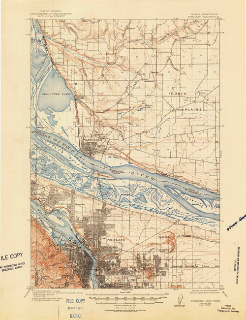Portland, Oregon 1905 (1948) USGS Old Topo Map Reprint 15x15 WA Quad ...