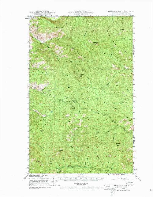 Togo Mountain, Washington 1948 (1973) USGS Old Topo Map Reprint 15x15 ...
