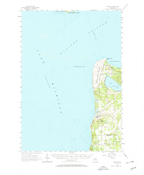 Empire, Michigan 1957 (1969) USGS Old Topo Map Reprint 15x15 MI Quad ...