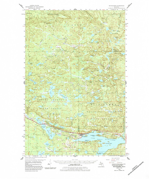 Michigamme, Michigan 1956 (1984) USGS Old Topo Map Reprint 15x15 MI ...