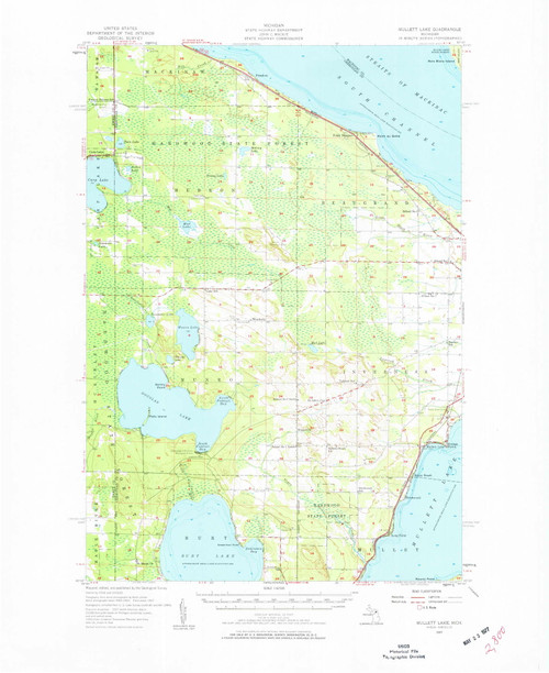 Mullett Lake, Michigan 1957 (1959) USGS Old Topo Map Reprint 15x15 MI ...